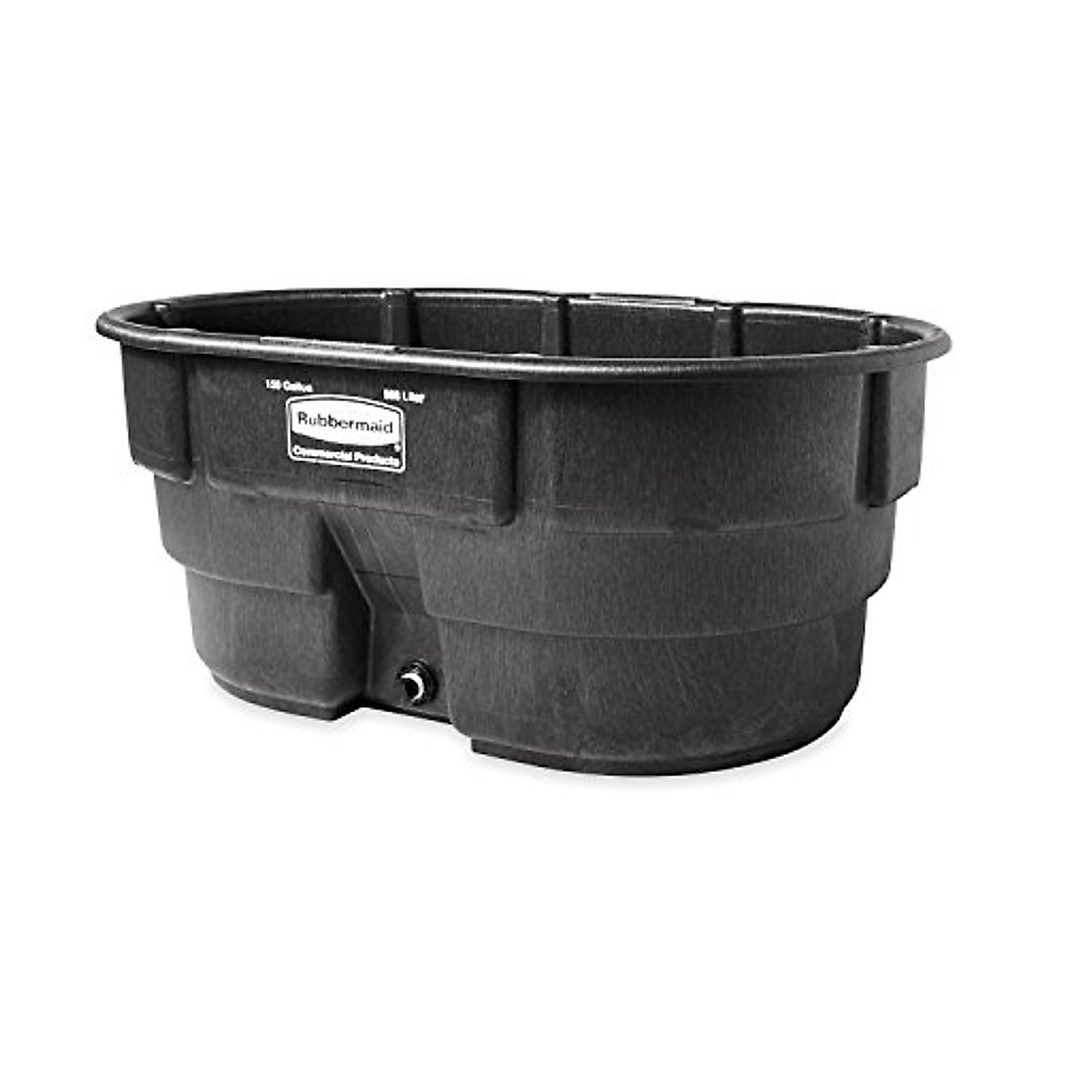 Rubbermaid Commercial Products Stock Tank, 150-Gallons, Structural Foam, Heavy Duty Black Container for use with Animal/Cattle Feed and Water, Outdoor Homemade Pool/Hot Tub/Bathtub and Pet Cleaning