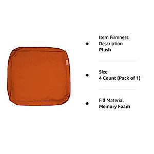 QQbed 4 Pack Outdoor Patio Chair Washable Cushion Pillow Seat Covers Extra Large 24"X22"X4" - Replacement Covers Only (24"X22"X4" 4 Pack, Rust)