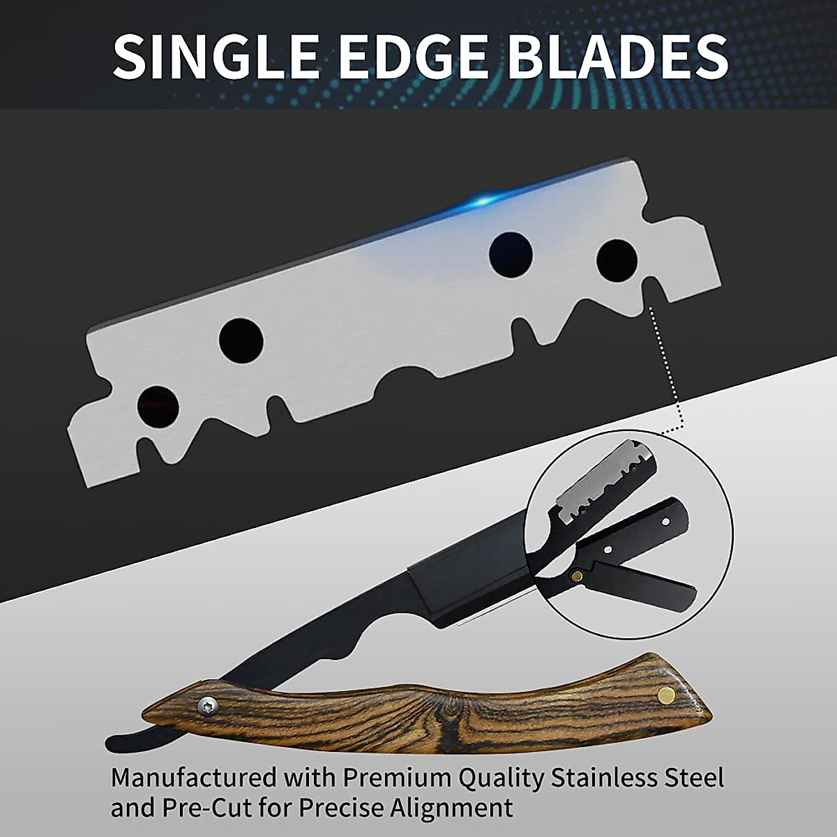 Haiwig Straight Edge Razor with 20 Single Blades Stainless Stell Men's Manual Shaver,Wooden Handle Barber Razor Cut Throat Shavette Shaving Kit 22 Piece Set