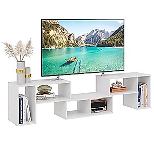 DEVAISE 3 Pieces Console TV Stand for 45 50 55 inch TV, TV Table Modern Entertainment Center Media Stand, Storage Bookcase Shelf for Living Room, White