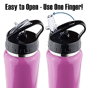 Zero Degree Stainless Steel Water Bottle with Straw and Leak Proof Lid, Vacuum Insulated Double Wall Sport Bottle Keeps Drinks Cold for 12 Hours (18oz Blue)