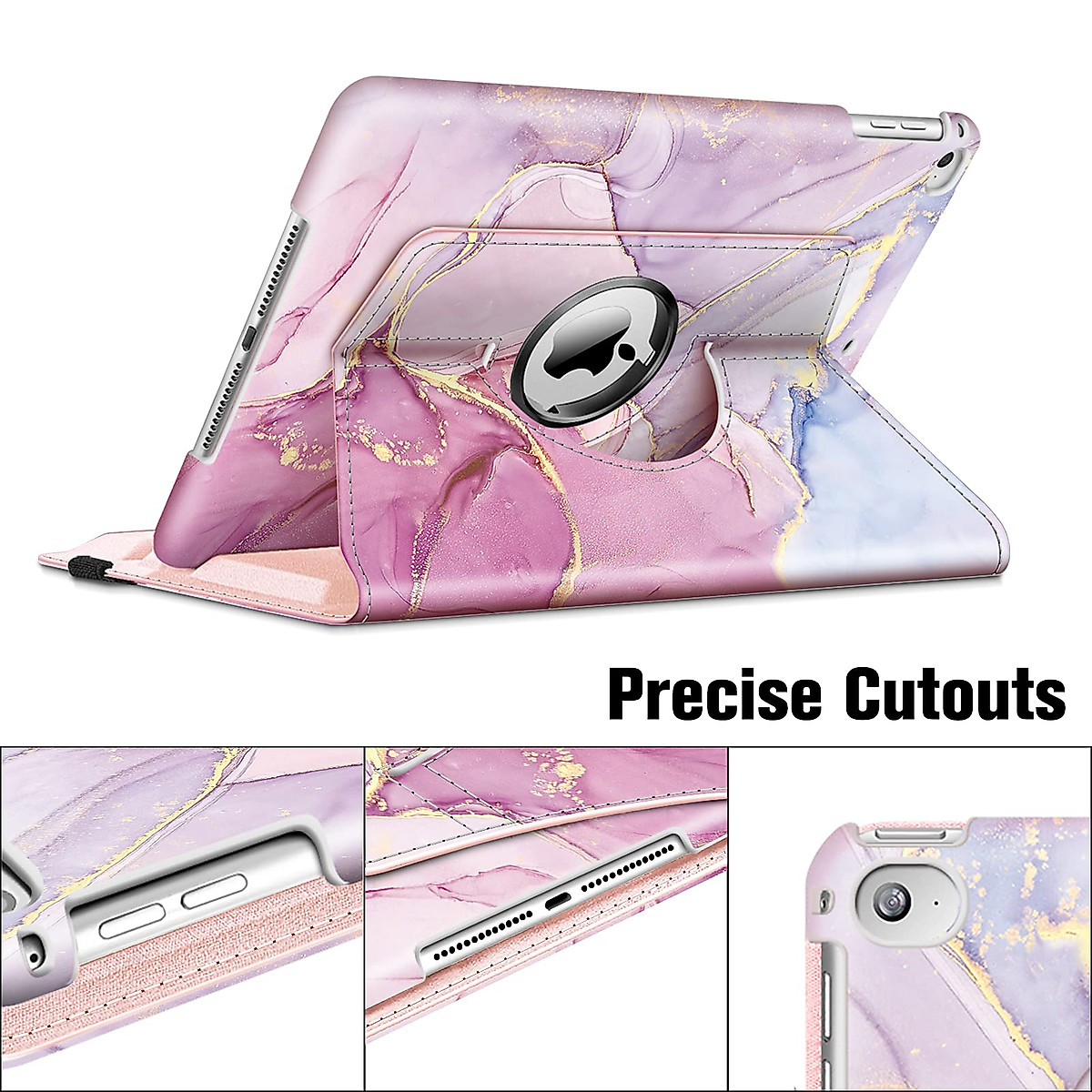 Fintie Rotating Case for iPad 6th / 5th Generation (2018 2017 Model, 9.7 inch), iPad Air 2 (9.7 Inch), iPad Air 1 (9.7 Inch) - 360 Degree Rotating Protective Stand Cover Auto Sleep, Glittering Marble