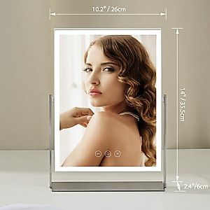 NEZZOE Makeup Mirror with Lights, 14 inch Vanity Mirror with 104 LED Lights, Plug in Table Mirror, Rectangular Desk Mirror with Metal Stand Base