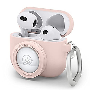 elago Snapshot Compatible with AirPod Case with AirTag Holder (AirPods 3) - Cute Camera Design with Keychain, Durable Silicone, Supports Wireless Charging - Tracking Device Not Included