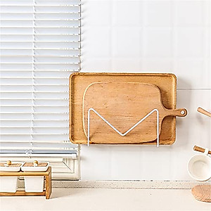 Miscati 6 Pcs Pot Lid Organizer for Cabinet Door or Pantry Wall - Pan Lid, Cutting Board, Grill Tray Rack - Reusable Hanging Pot Lid Holder for Kitchen Storage with No Drilling Adhesive (White)