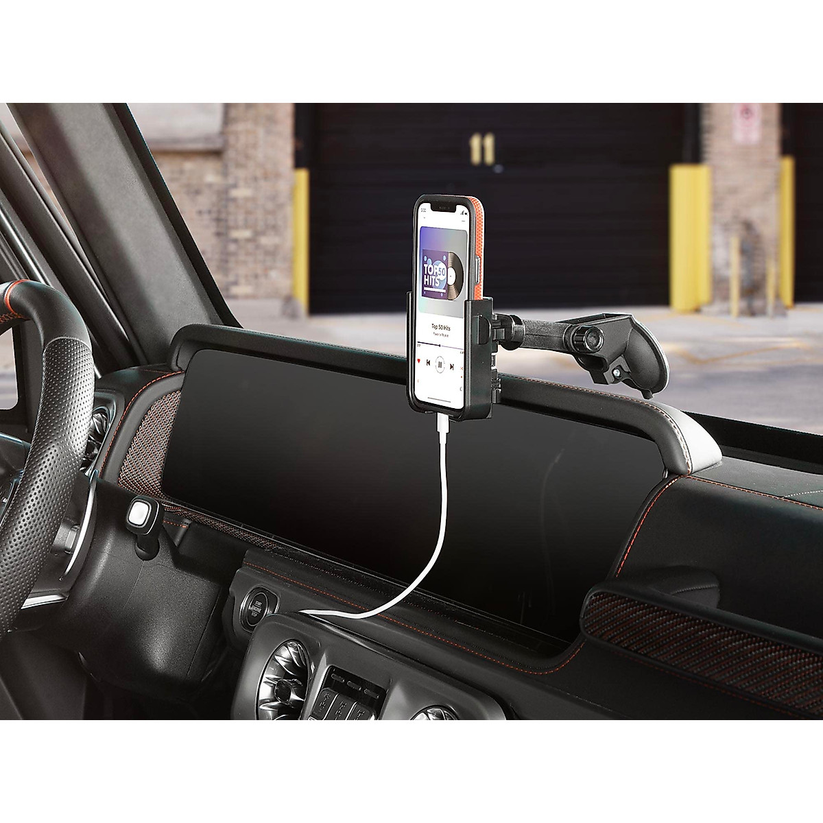 WeatherTech WindshieldFone - Adjustable Windshield/Dashboard Suction Phone Mount, Universal Cell Phone car Holder - Black Plastic Knobs