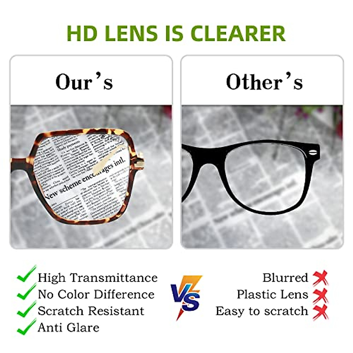 QxAiVMin Oversized Square Reading Glasses for Women, Large Frame Blue Light Blocking Compuer Readers, Big Rimmed Reading Glass