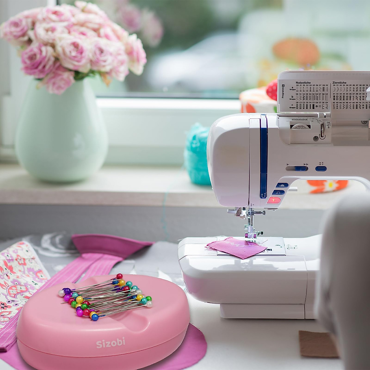 Sizobi Magnetic Pin Holder, Magnetic Pin Cushions for Sewing, Sewing Supplies, Needle Magnetic Quilting Pins Holder Organizer, Bobby Pin Holder, Paper Clip Holder(Sewing pins not Included)