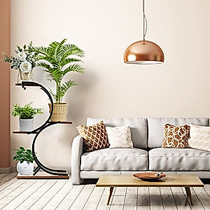 CHPHI Plant Stand Indoor 4-Tier wrought iron Green Plant Stand Use Office Home Décor, Wood(S style)