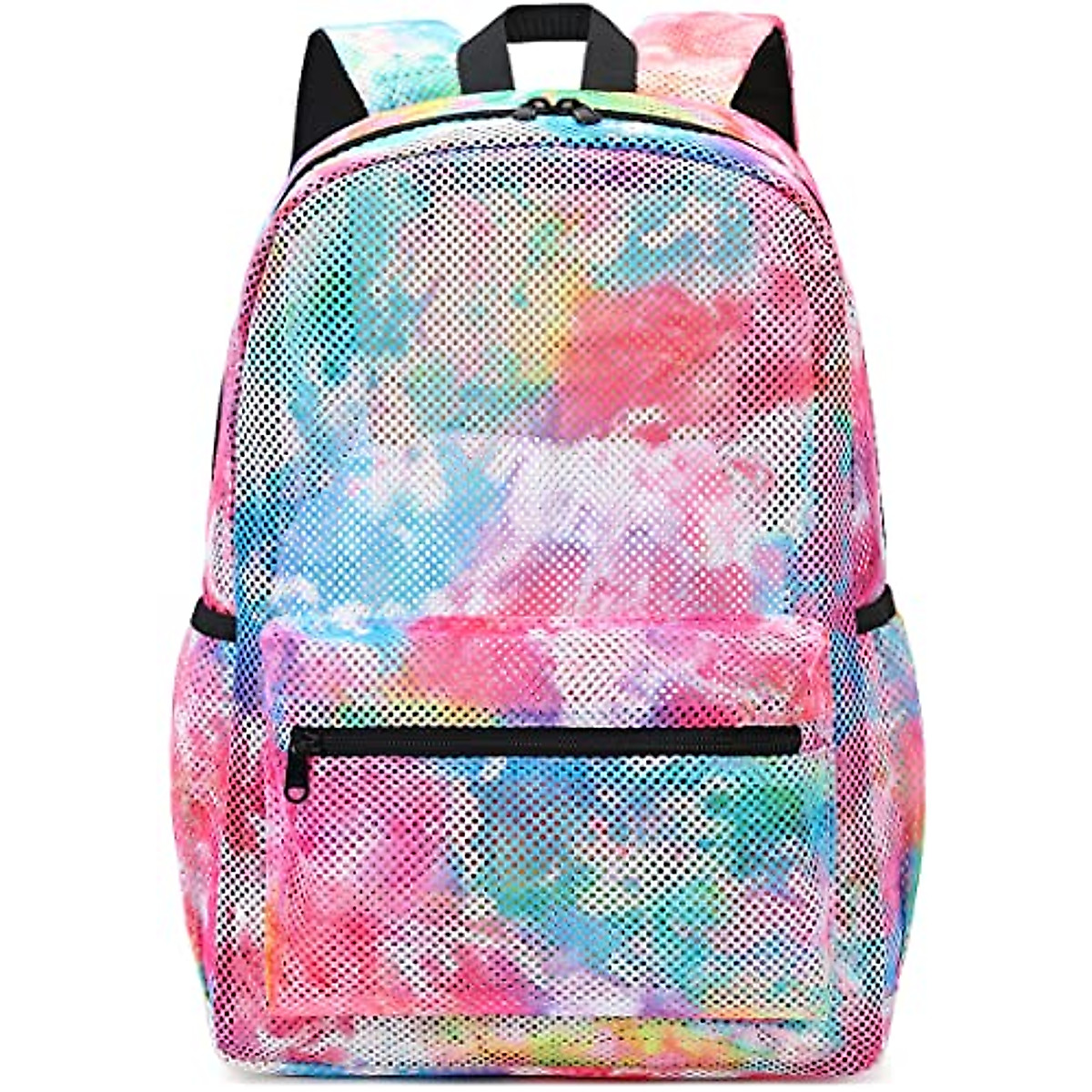 LEDAOU Mesh Backpack for Kids Girls Semi-Transparent Mesh School Backpack Bookbag Lightweight Casual Daypacks for Beach Gym Travel (Tie Dye Orange)