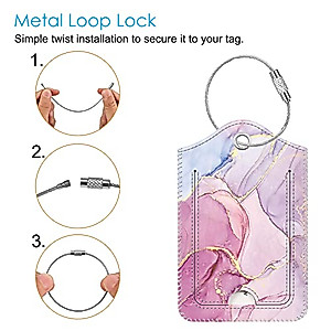 2 Pcs Luggage Tags, Fintie Privacy Cover ID Label with Stainless Steel Loop and Address Card for Travel Bag Suitcase