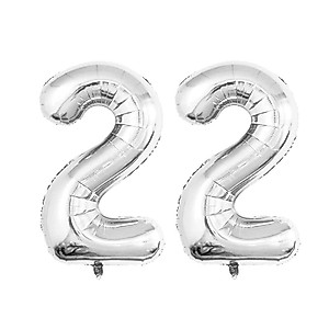GOER 2 Pcs 42 Inch Silver Foil Balloons Number 2,Huge Number Balloons for 2nd 22nd Birthday Party Supplies Anniversary Decorations