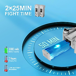 HHD GPS Drones with Camera for Adults 4k, 50 Mins Flight Time, Under 249g, 3800ft FPV Transmission, Brushless Motor, Max Speed 15m/s, Foldable Drone for Adults, Beginner