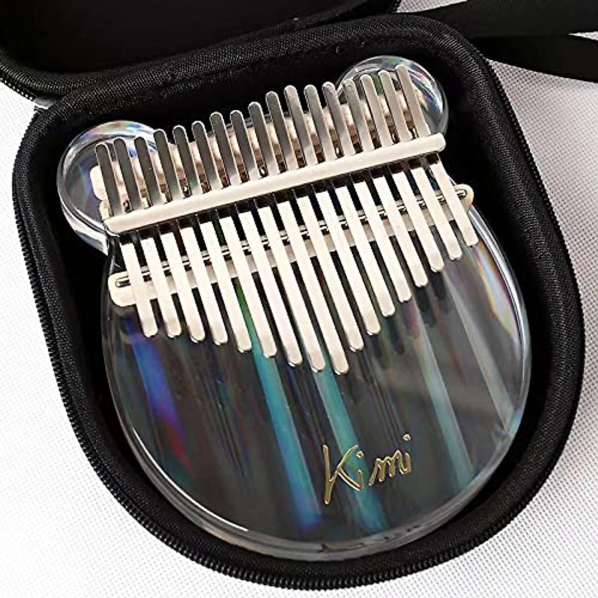 KIMI 17-Key Rainbow Bear Kalimba Thumb Piano Transparent Acrylic Material with Carry Bag