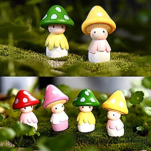 MAOMIA Fairy Mushroom Doll Figurines 4 Pcs Miniature Fairy Garden Micro Landscape Mini Dollhouse Garden Decoration Outdoor Decoration
