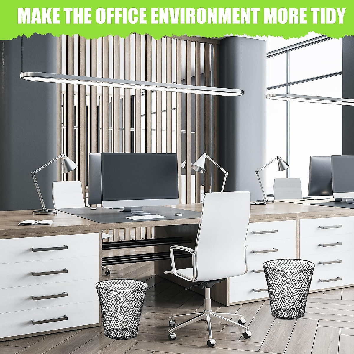 Generic 10 Pack 11inch Black Round Waste Basket,Wire Mesh Desk Metal Trash Garbage Can Wastebasket Recycling Trash Bins Garbage Container for Bedroom Office School, brown