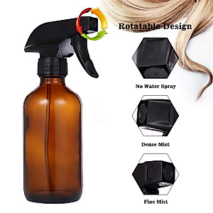 Nisorpa 16oz Amber Glass Spray Bottles 6 Pack Refillable Essential Oils Container with Mist and Stream Settings for Aromatherapy Cleaning Products