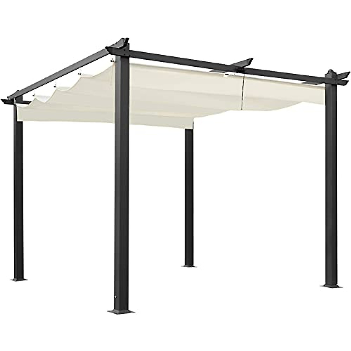 AVAWING 10x10 Outdoor Pergola, Retractable pergola Canopy Garden Gazebo, Aluminum Frame Grape Trellis with Sun Shade Cover