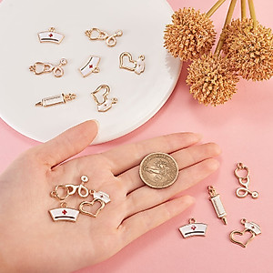 DanLingJewelry 20 Pcs Medical Nurse Charms Echometer Stethoscope Syringe Nurse Cap Pendant Charms for Jewelry Making
