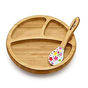 NutriChef Round Bamboo Baby Plate, Star Plate
