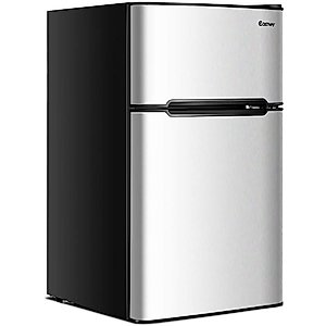 ARLIME Mini Fridge with Freezer, 3.2 Cu. Ft, Compact Refrigerator w/Double Reversible Door, Removable Glass Shelves, Adjustable Thermostat, Low Noise, Small Refrigerator for Dorm Office Bedroom, Grey