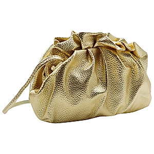 Women Cloud-Shaped Dumpling Bag Fashion Ruched Crossbody Bag Cell Phone Clutch Purse Clip Shoulder Handbag