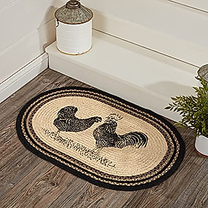 VHC Brands Sawyer Mill Charcoal Farmhouse Dining Room Living Room Kitchen Floor Natural Jute Rug w/ Pad 20x30 Poultry