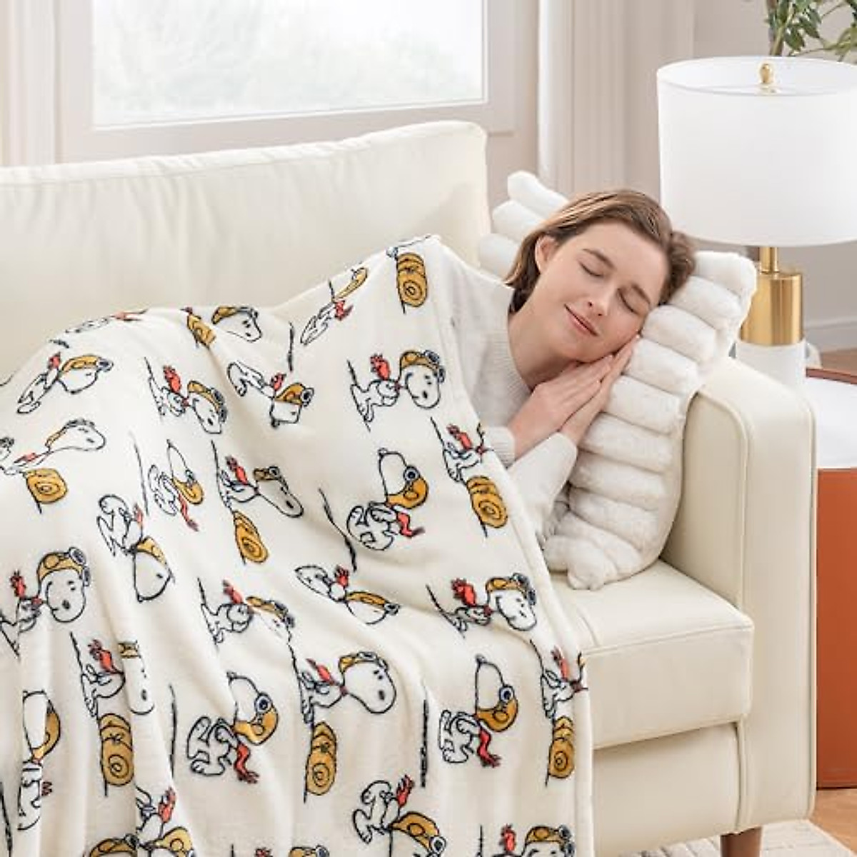 Berkshire Blanket Peanuts® VelvetLoft® Cute Character Snoopy Plush Throw Blanket,The Flying Ace,Throw 55 in x 70 in (Official Peanuts® Product)