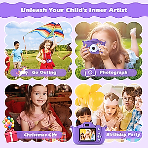 Kids Camera for Girls and Boys, Upgrade HD Digital Camera with Soft Silicone Cover, Toddler Camera Birthday Gifts Toys for Age 3 4 5 6 7 8 9 10 11 12,32GB SD Card,Video Recorder 1080P