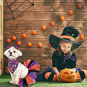 8 Pieces Halloween Dog Tulle Tutu Skirt with Halloween Dog Bandana Cartoon Hairpins Halloween Dog Costumes Pet Halloween Accessories Supplies for Small Dogs Cats Halloween Birthday Party Supplies