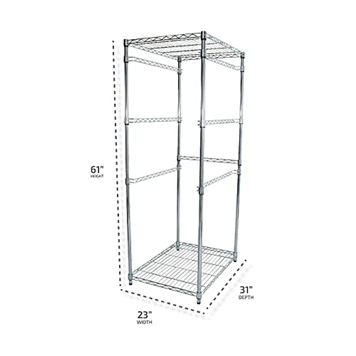 SafeRacks 5 Tier Steel Storage Bin Rack, Zinc Plated, NSF Certified, 31″ x 23″ x 72″