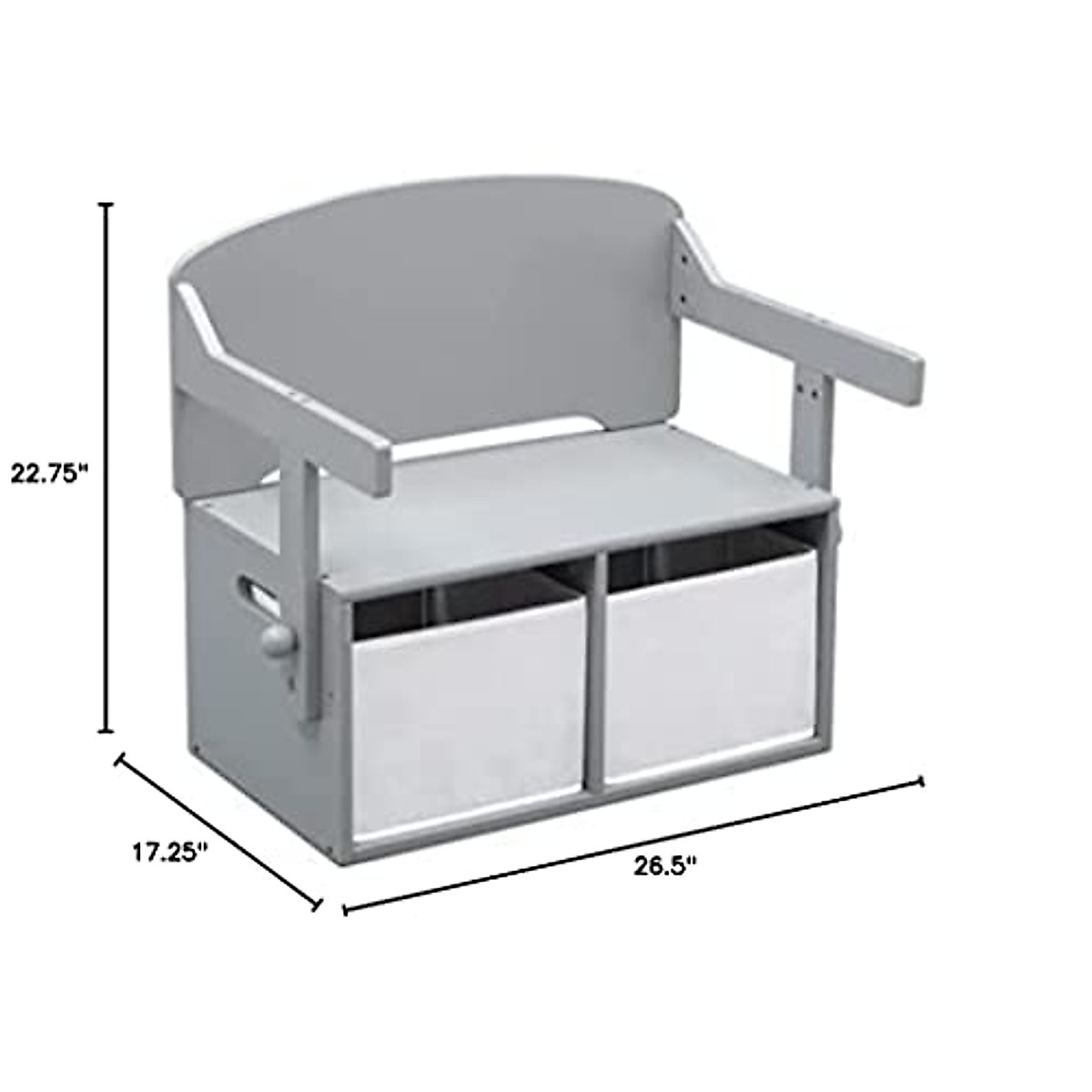 Delta Children MySize Kids Convertible Activity Bench - Greenguard Gold Certified, Grey