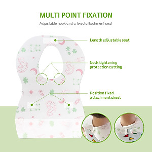 TOELTON Baby Bibs – Pack of 50 Disposable Bibs for 6 Months and Up – 3-Layer Protection Toddler Bibs for Boys and Girls – Fun and Whimsical Designs – Comfortable and Lightweight, White, TA210308DB