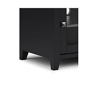 SIMPLIHOME Cosmopolitan SOLID WOOD 48 Inch Wide Contemporary TV Media Stand in Black for TVs up to 55 Inch, For the Living Room and Entertainment Center