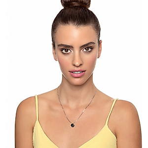 925 Sterling Silver Serenity Prayer Necklace Inspirational Pendant Inscribed in 24k Gold on Black CZ, 18"