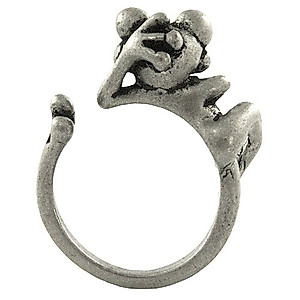 Ellenviva Tree Frog Adjustable Animal Wrap Ring Vintage Silver Tone