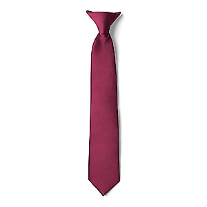 FOMANN Mens Clip on Ties Solid Uniform Clip-on Neck Ties for Police and Security Pullaway Clip Ties (Burgundy)