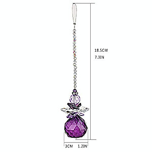 H&D Hanging Crystal Angel Suncatcher Rainbow Maker Guardian Angel Ornament for Home Window Decor (Purple)