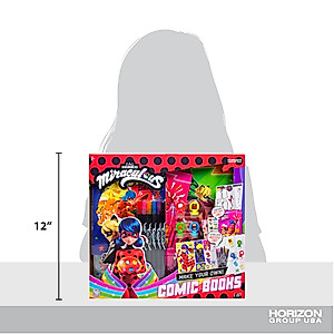 Miraculous Make Your Own Comic Book, Create 2 Comic Books Ladybug, Cat Noir, Tikki & More, DIY Comic Book Kit, Great Travel Toy, Road Trip Activity, Creative Toys for Kids Ages 6, 7, 8, 9, 10