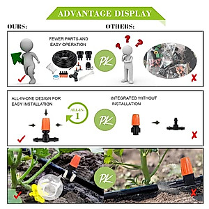 NCUUBR 101 Pcs Drip Irrigation Kit, Garden Irrigation System with 99FT 1/4" Distribution Tubing Hose, Adjustable Plant Watering Sprinkler System for Garden Lawn, Patio, with Installation Steps