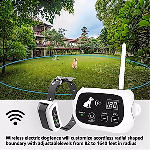 Wireless Dog Fence Electric Pet Containment System Boundary Container,with Waterproof Training Collar Receiver,Adjustable Range 80-1640 ft,Rechargeable,Harmless for Dogs,for All Dogs,for3dogs