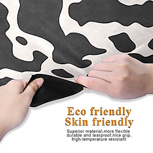 GOODOLD Cow Texture Black Yoga Mat, 71 x 26 Inch Non-slip Yoga Mats Folding Travel Exercise Mat Indoor Outdoor Gym Pilates with Storage Bag for Women Men