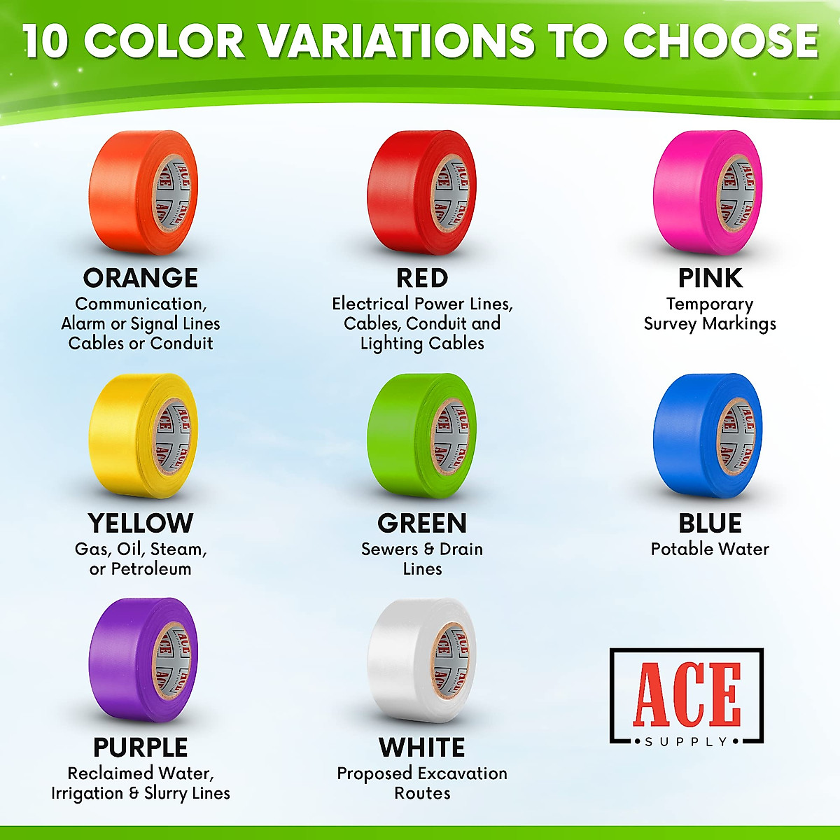 ACE Supply Orange Flagging Tape Survey Tape - Non-Adhesive 12 Pack - 1.5" Width, 150' Length, 2 Mil - Tree Tape for Branches, Surveyors Tape, Flag Tape