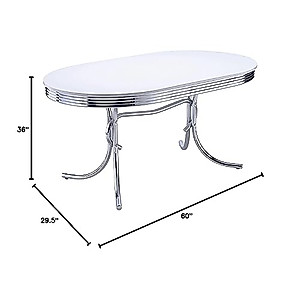 Coaster Retro Oval Dining Table White and Chrome