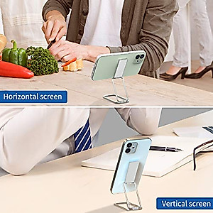 Phone Ring Holder, Senose Phone Kickstand Holder for Hand, Foldable Phone Finger Holder Grip for Magnetic Car Mount Compatible for iPhone Any Smartphone, Silver