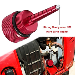Aluminum Extended Run Gas Cap with Brass Hose Fitting, Mess Free Oil Change Funnel & Magnetic Oil Dipstick Fit for Honda Generator EU2200I (Red)