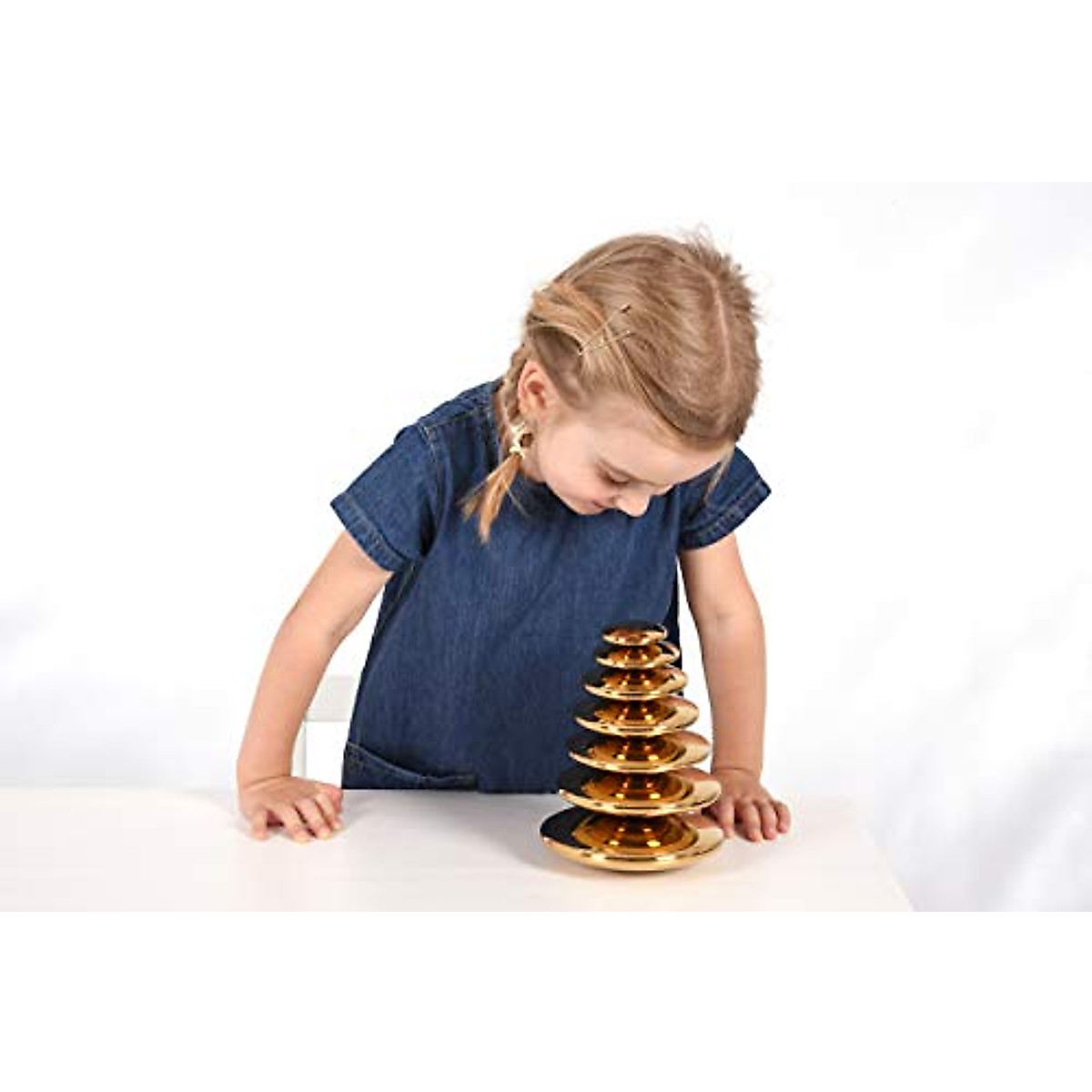 TickiT Sensory Reflective Buttons - Gold - Set of 7 - Ages 0m+ - Mirrored Discs for Babies and Toddlers - Sensory Stacking Toy