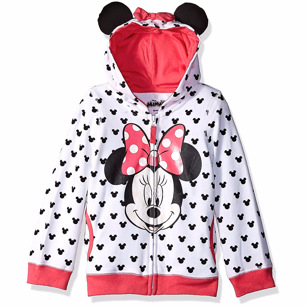Disney Big Girls' Minnie Hoodie with Bow and Ear, White, Small/7