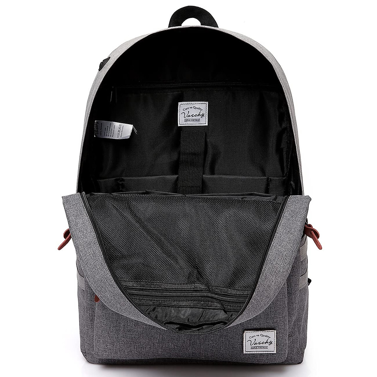 Laptop Backpack, Water Resistant High School Backpack in Gray by Vaschy fits up to 15 Inch Laptop