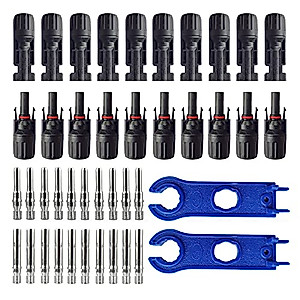 GuiPQS Solar Connectors Solar Panel Cable Connectors Cable Connectors with Tools Solar Panel Connectors Kit Ip67 Waterproof 30A 14awg~10awg (10 Pairs)